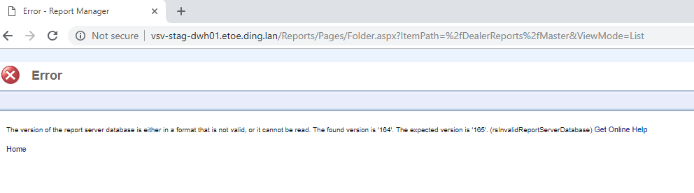 The Version Of The Report Server Database Is Either In A Format That Is Not Valid Or It Cannot